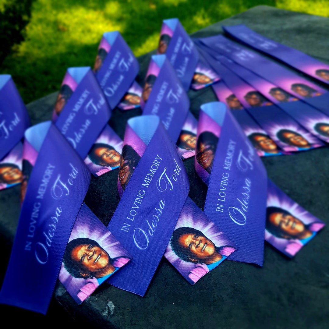 Set of 100+ LARGE Funeral Ribbon With Pins for Loss Loved One Keepsake ...