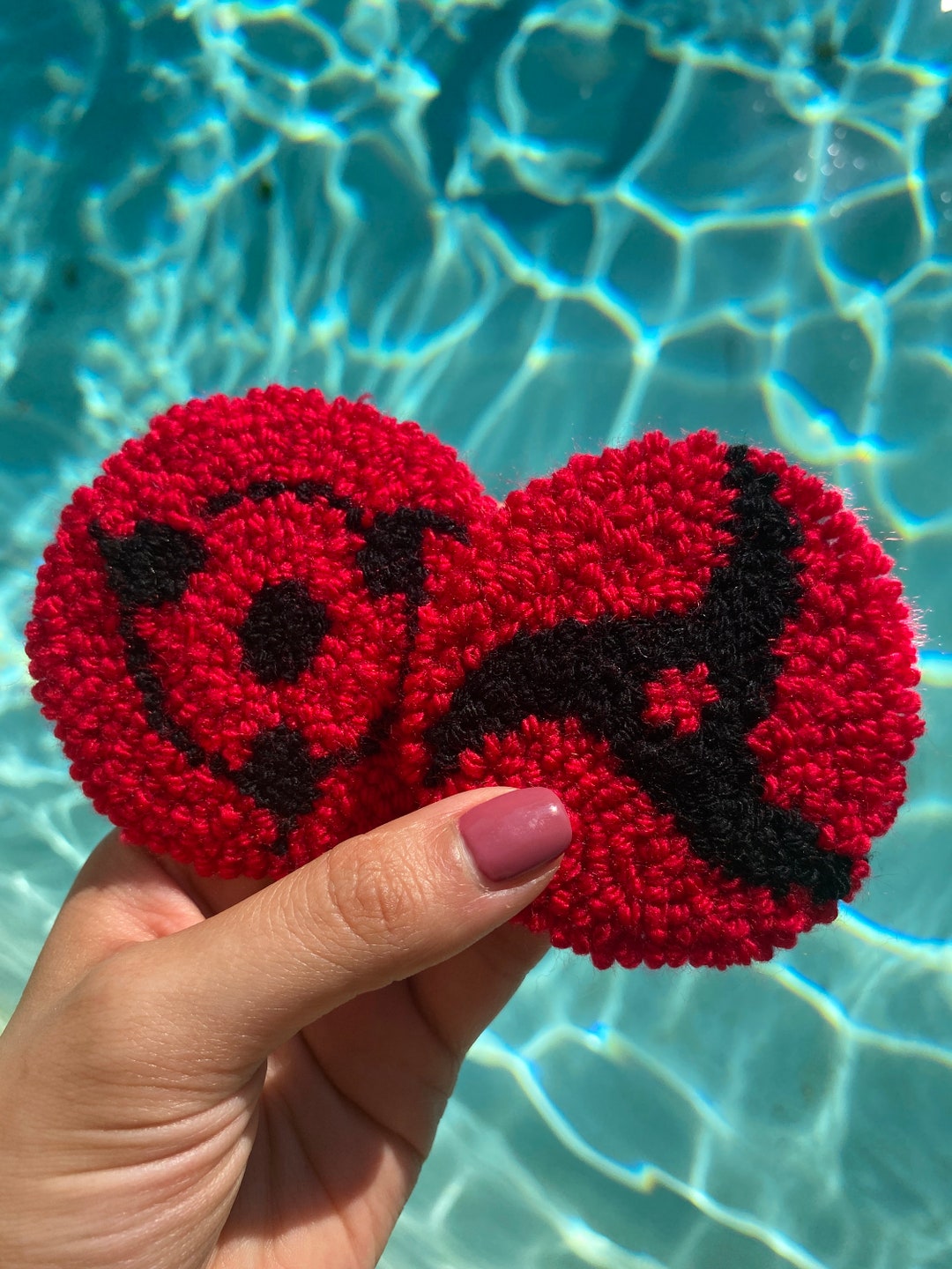 Anime Red Eye Theme Black Ghost Eyes Handmade Punch Needle Hand Tufted ...