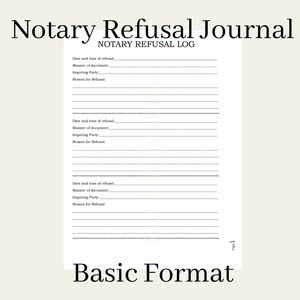 Basic Notary Refusal Journal - Etsy