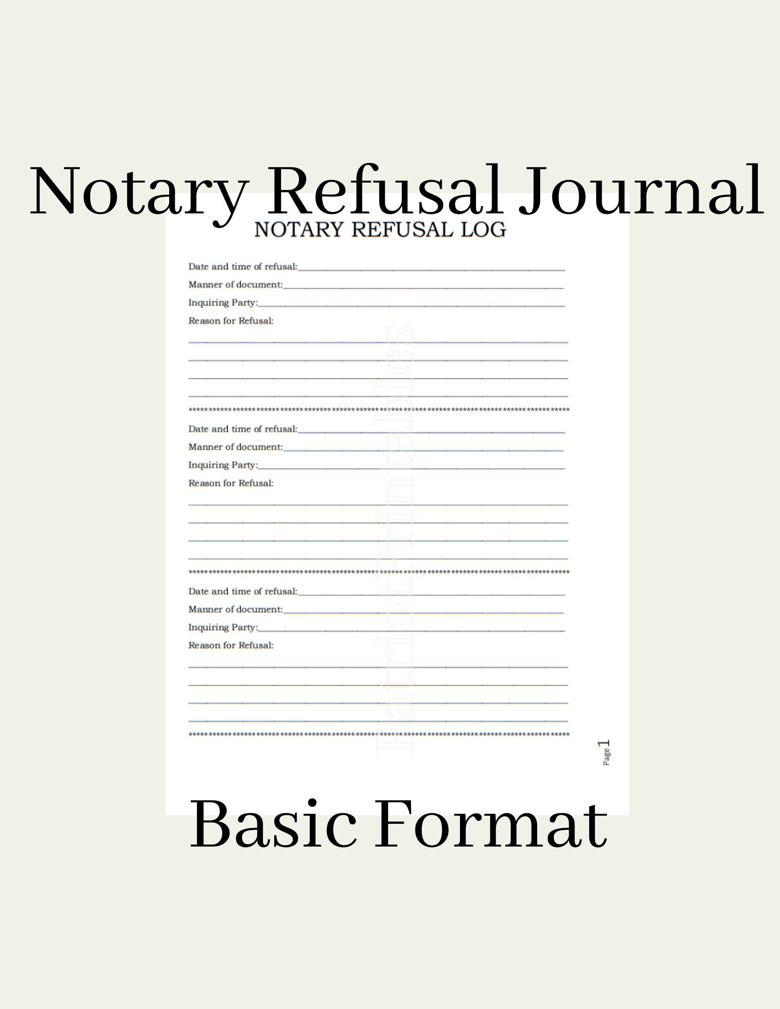 Basic Notary Refusal Journal - Etsy