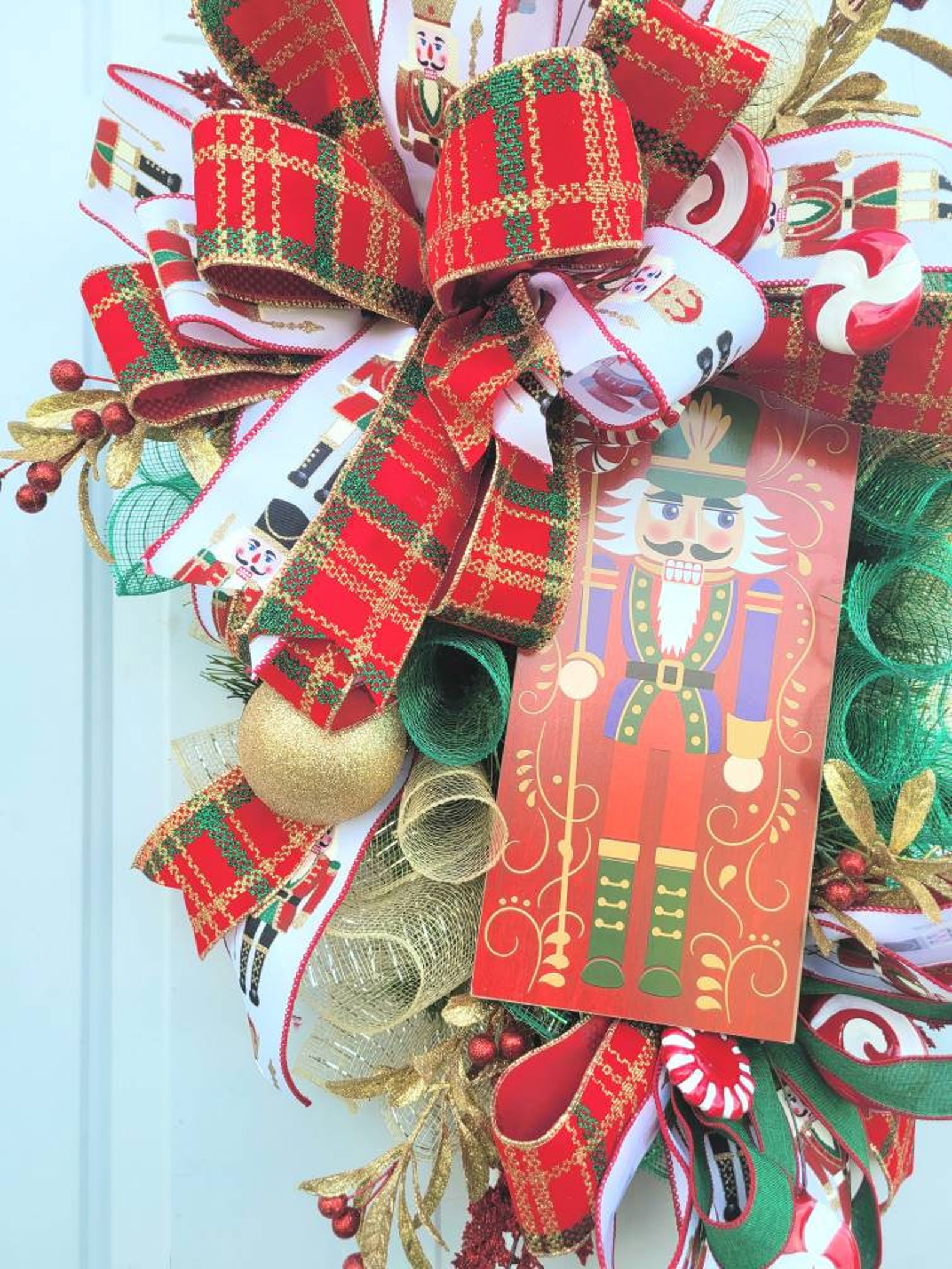Nutcracker Wreath for Front Door, Winter Nutcracker Swag for Home Decor ...
