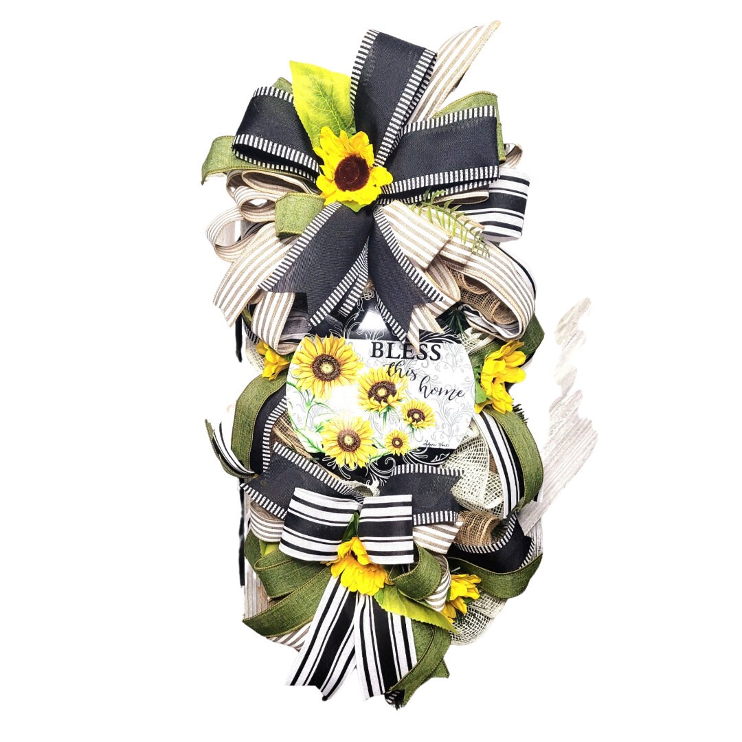 Sunflower Swag, Everyday Wreath for Front Door, Front Porch Wreath ...