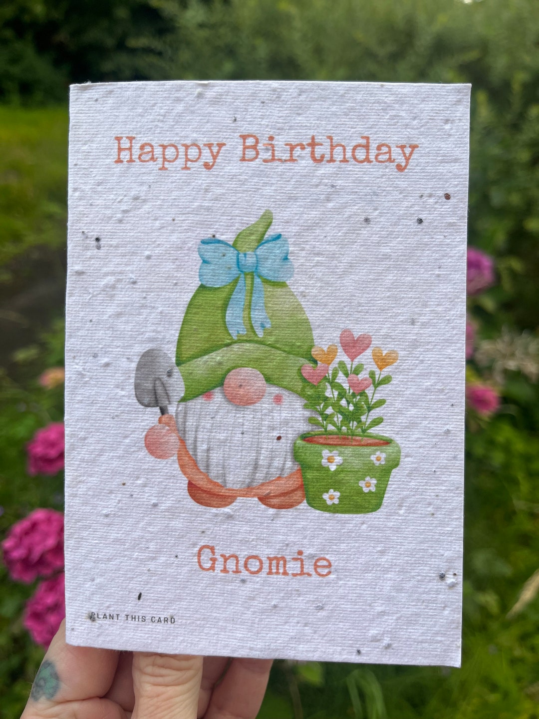 Happy Birthday Gnomie Plantable Card, Gnome Card for Friend, Gonk Gift ...