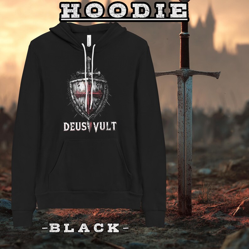 Deus Vult Crusader Shield T-shirt: Templar Cross Christian Warrior Tee ...