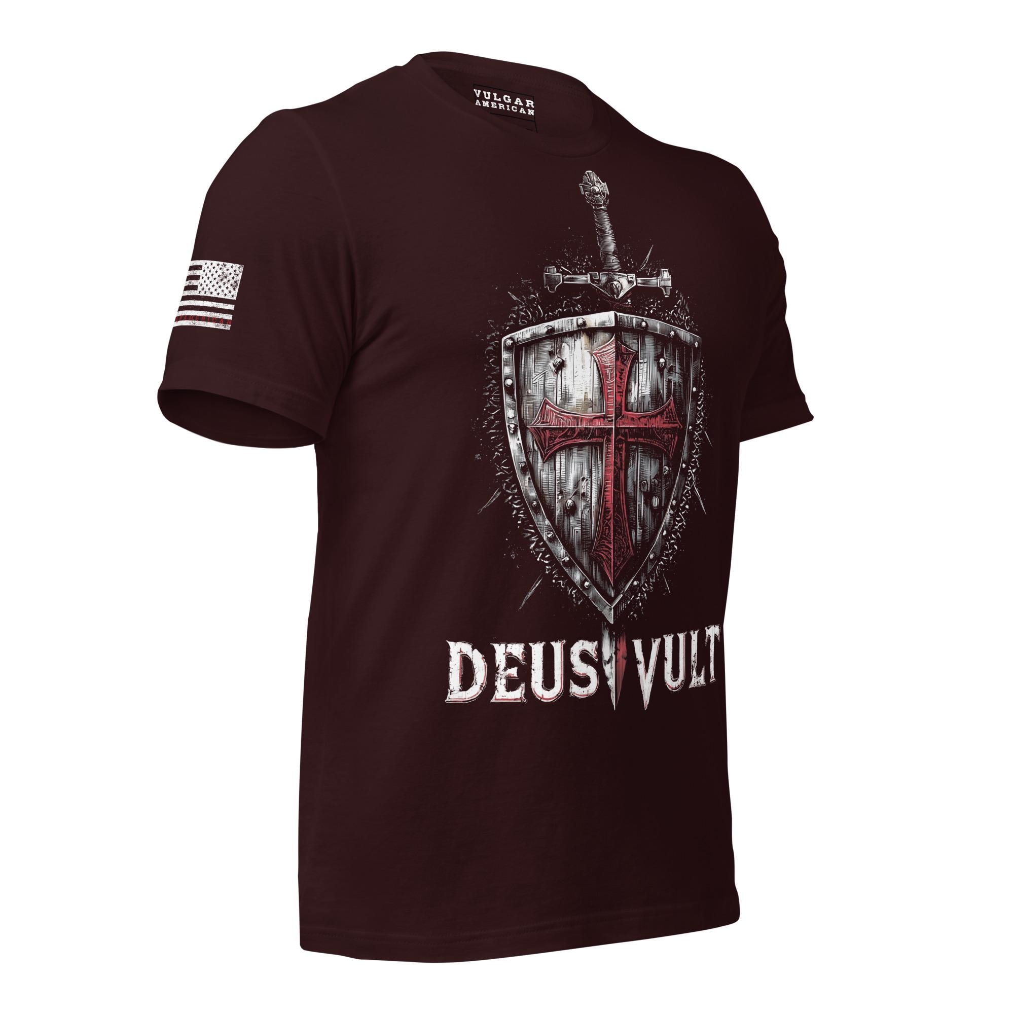 Deus Vult Crusader Shield T-shirt: Templar Cross Christian Warrior Tee ...