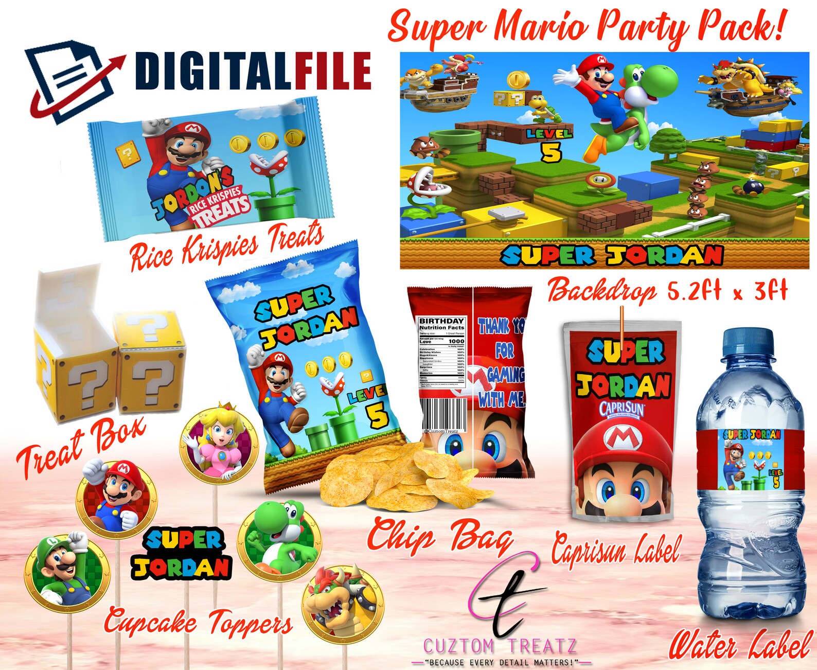 Super Mario Party Pack Chip Bag Capri Sun Rice Krispie - Etsy