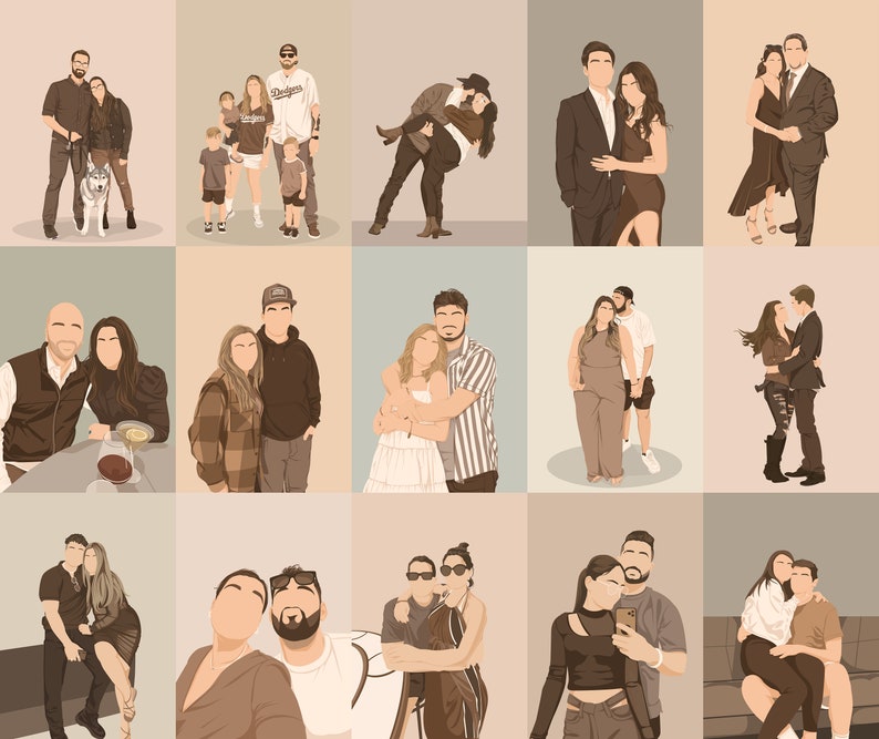 Custom Minimalist Digital Portrait Faceless Illustration - Etsy