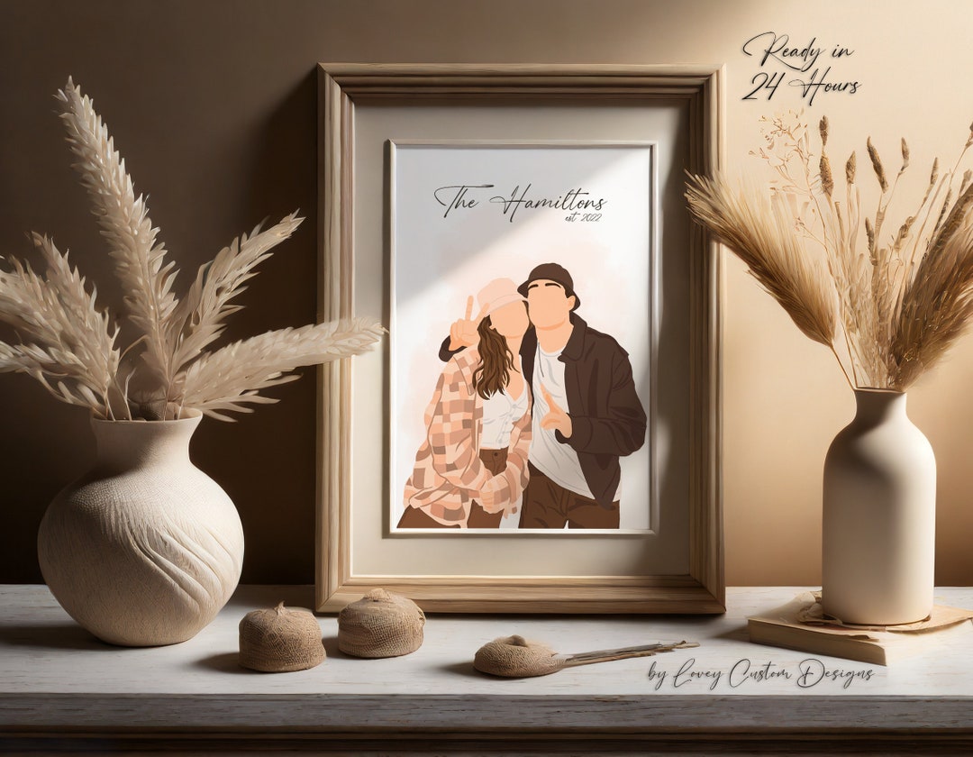 Custom Couple Portrait Modern Portrait No Face Illustration Custom ...