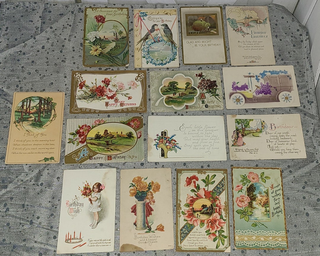 15 Vintage Birthday Post Cards - Etsy