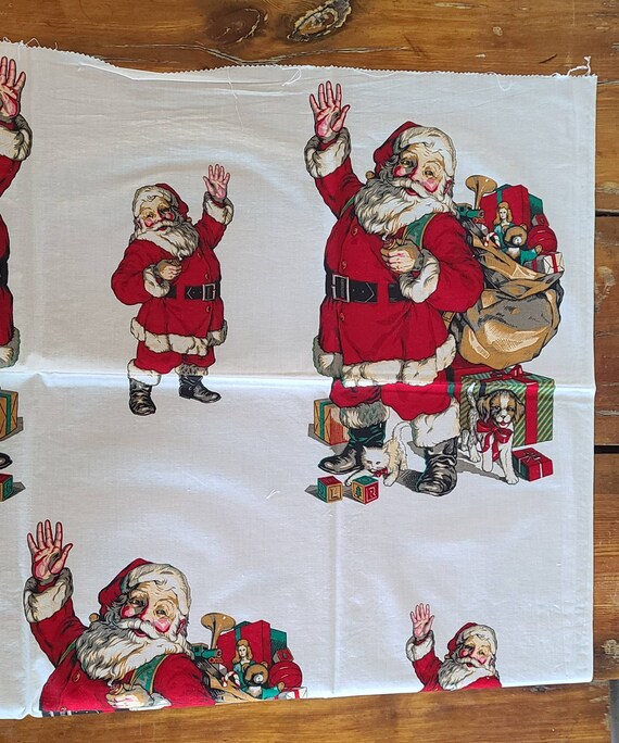Vintage Piece of Santa Claus Cotton Fabric. - Etsy