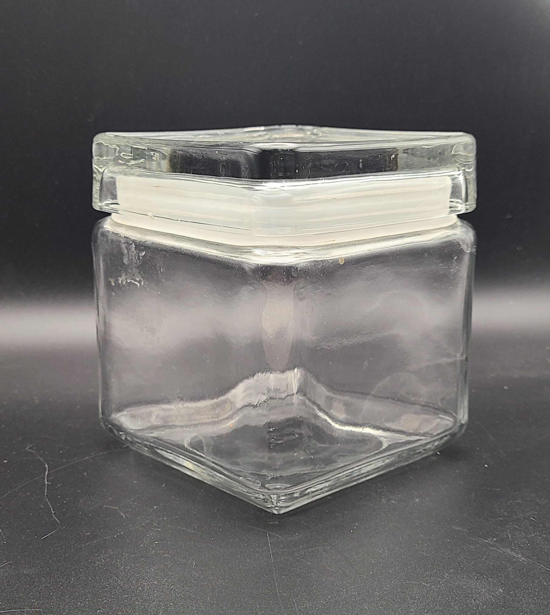 Vintage Square Glass Canister - Etsy