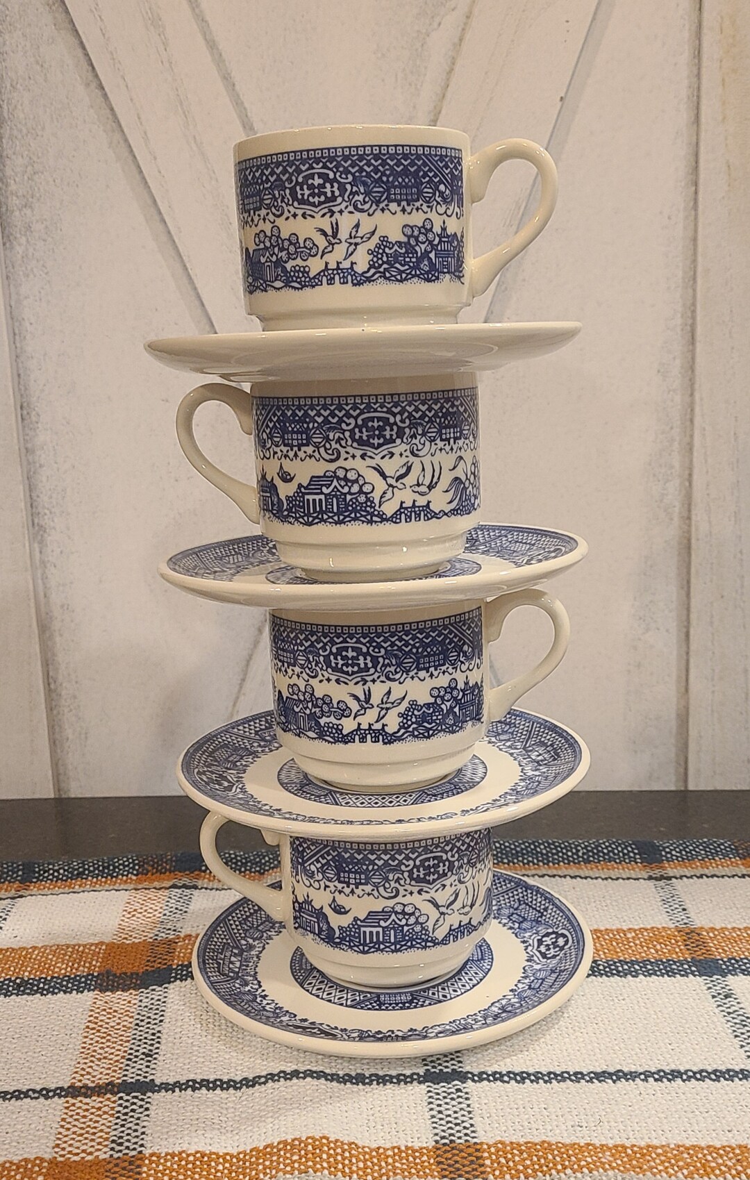 Vintage Blue Willow Cup and Saucer Sets - Etsy