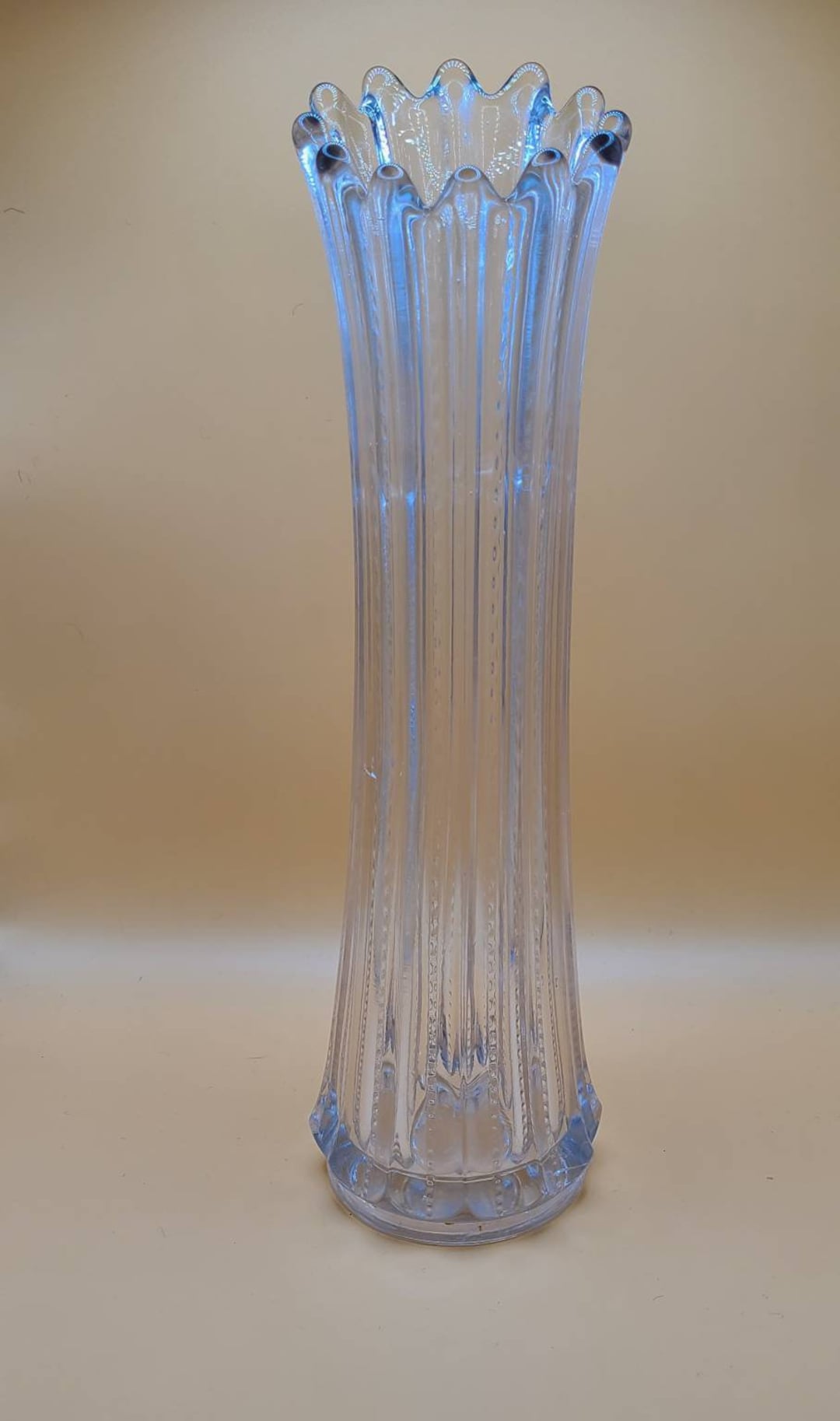 Vintage Fluted Glass Vase - Etsy