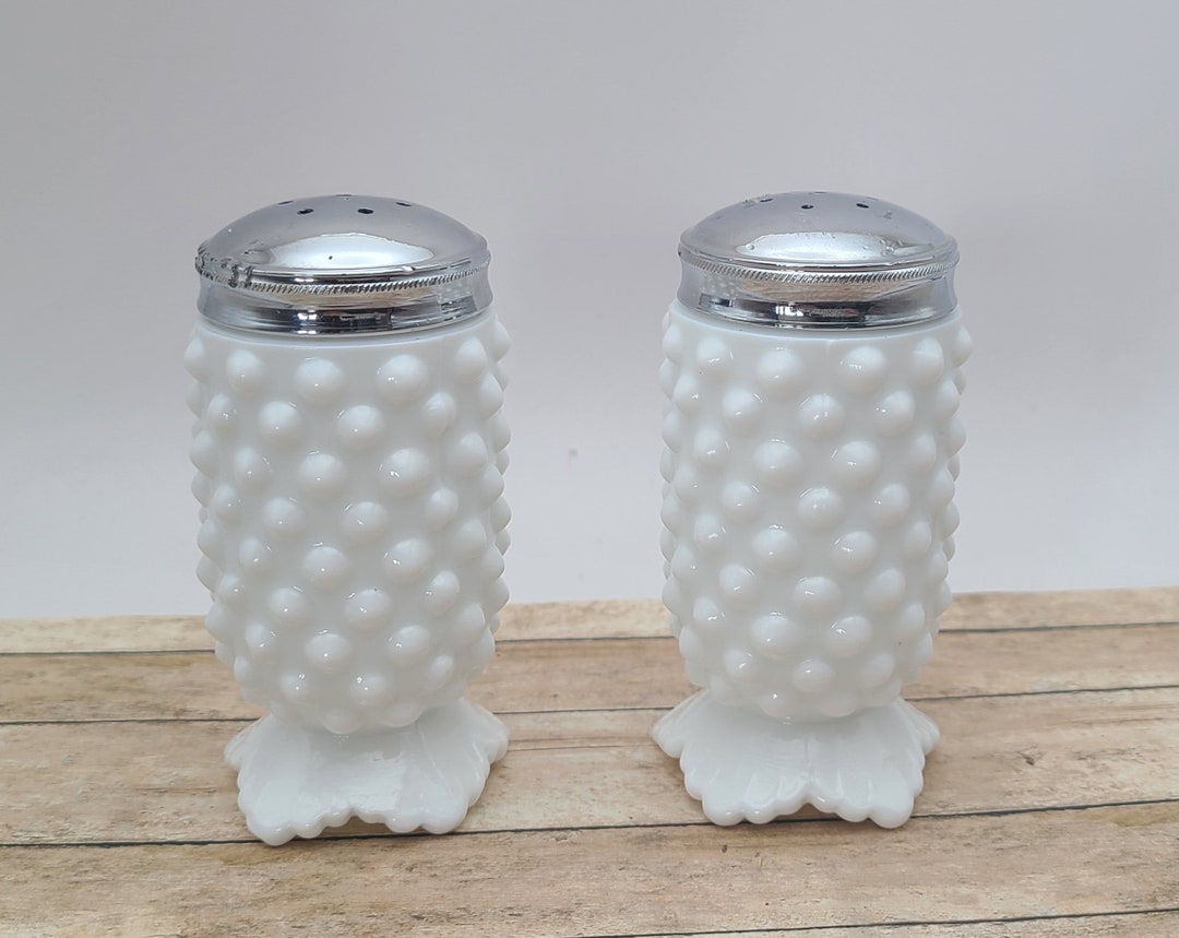Rare Vintage Fenton Milk Glass Hob Nail Salt and Pepper Shakers - Etsy