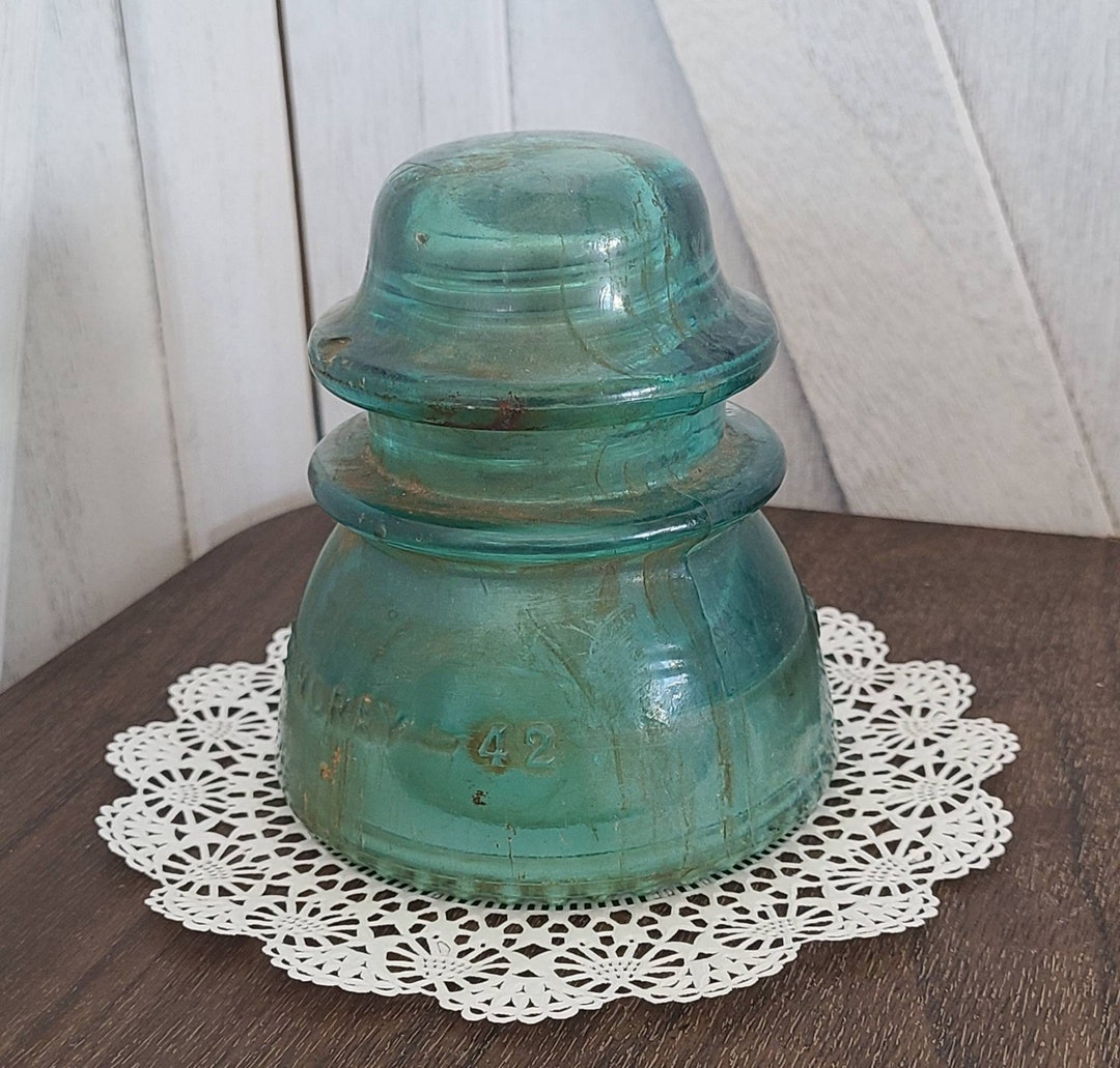 Vintage Green Glass Insulator - Etsy