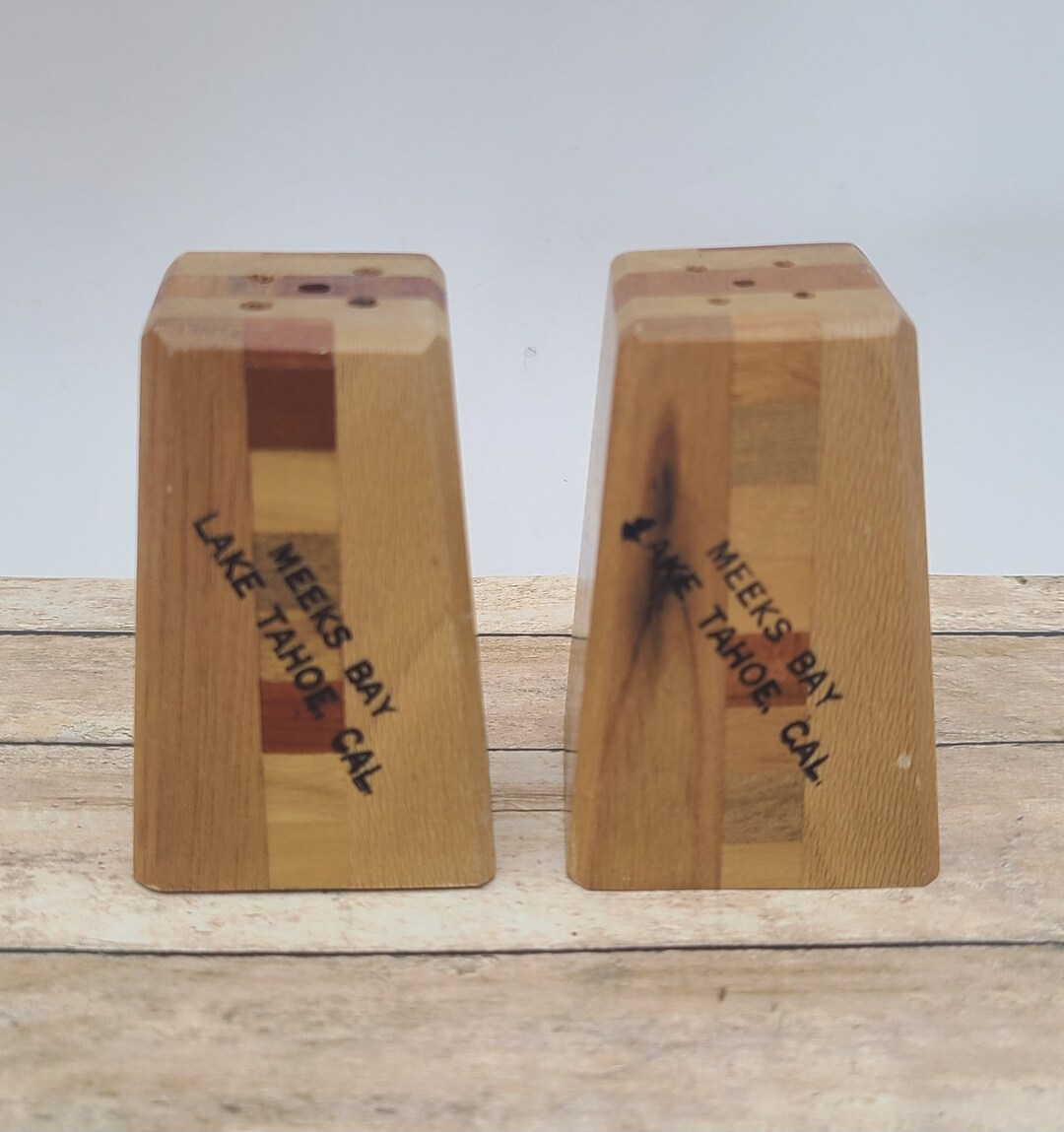 Vintage Wooden Pyramid Salt and Pepper Shakers - Etsy