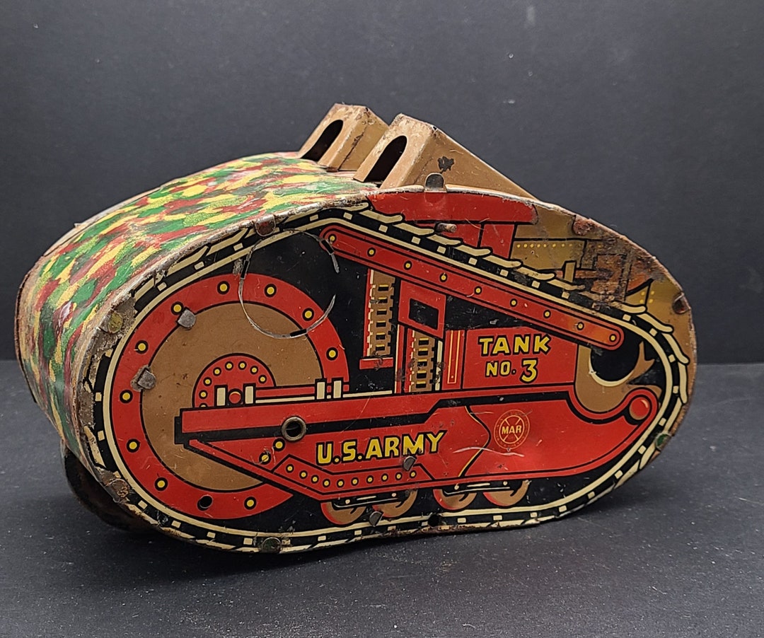 Vintage Marx Wind up Metal Army Tank - Etsy