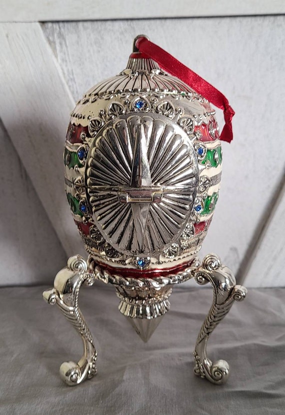 Vintage Chrome Egg Shaped Music Box With Nativity Scene | Etsy