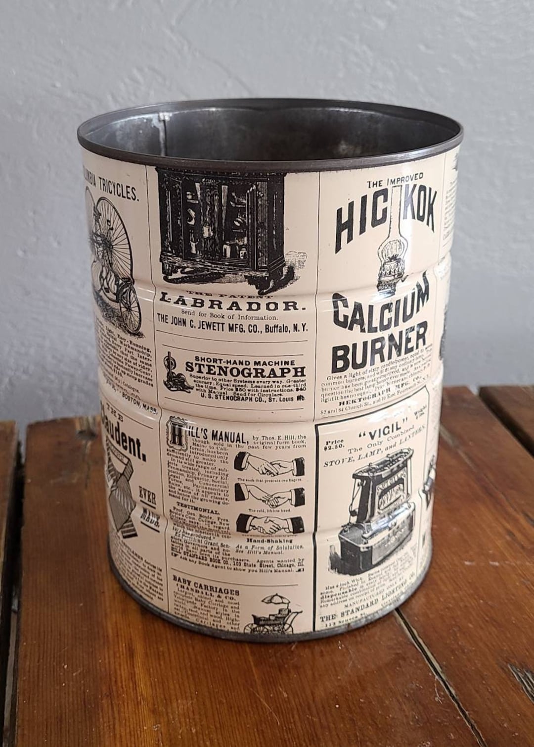 Vintage Tin With Newspaper Print on the Sides. - Etsy