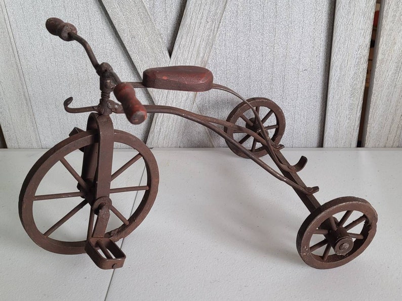 Vintage Cast Iron Miniature Tricycle - Etsy