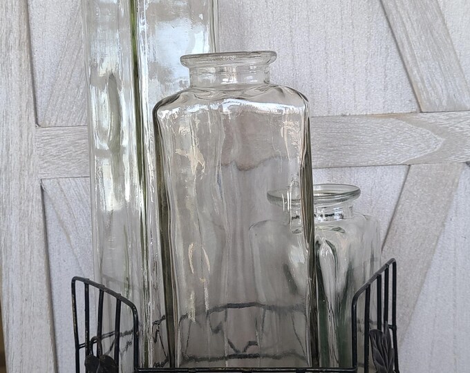 Vintage Triangle Glass Storage Jars With Caddy - Etsy