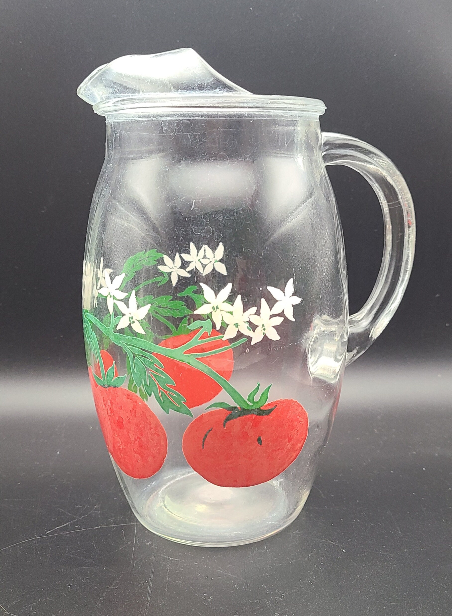 Vintage 1950s Glass Pitcher With Tomato Design. - Etsy