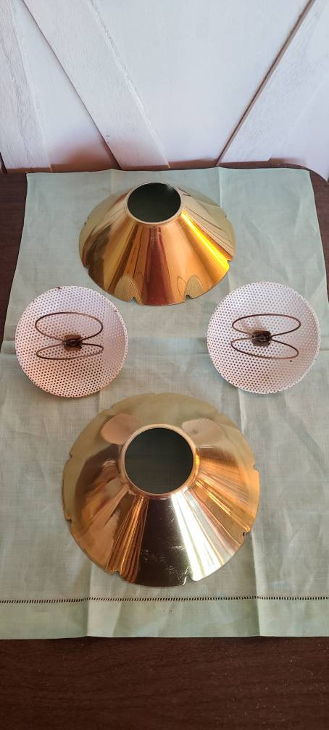 Set of 3 Vintage 1940s Brass Lamp Shades. - Etsy