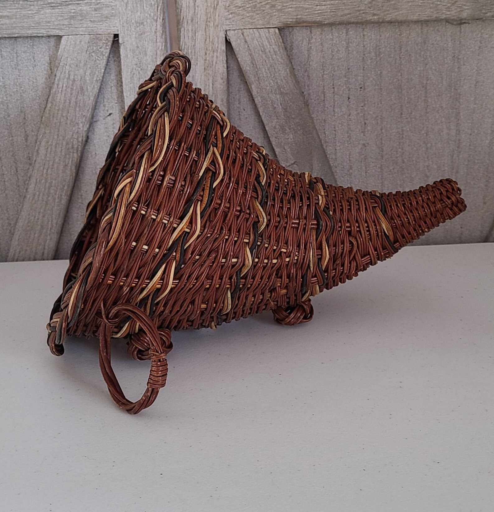 Vintage Cornucopia Wicker Basket. - Etsy