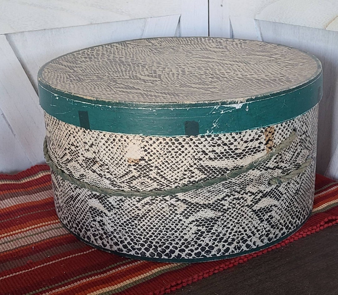 Vintage Snake Skin Pattern Hat Box. - Etsy