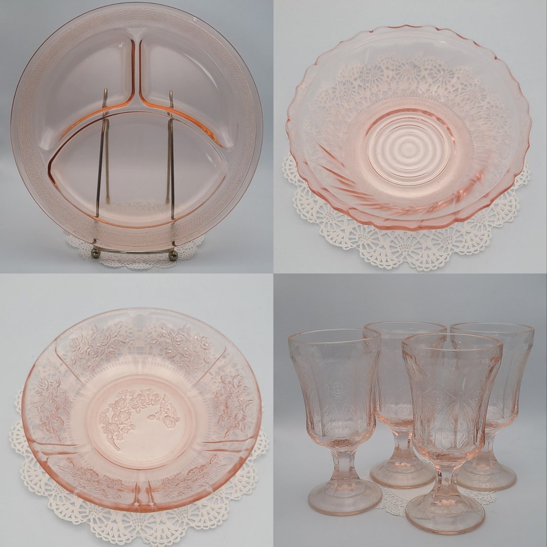 Vintage Pink Depression Glass Dishes - Etsy