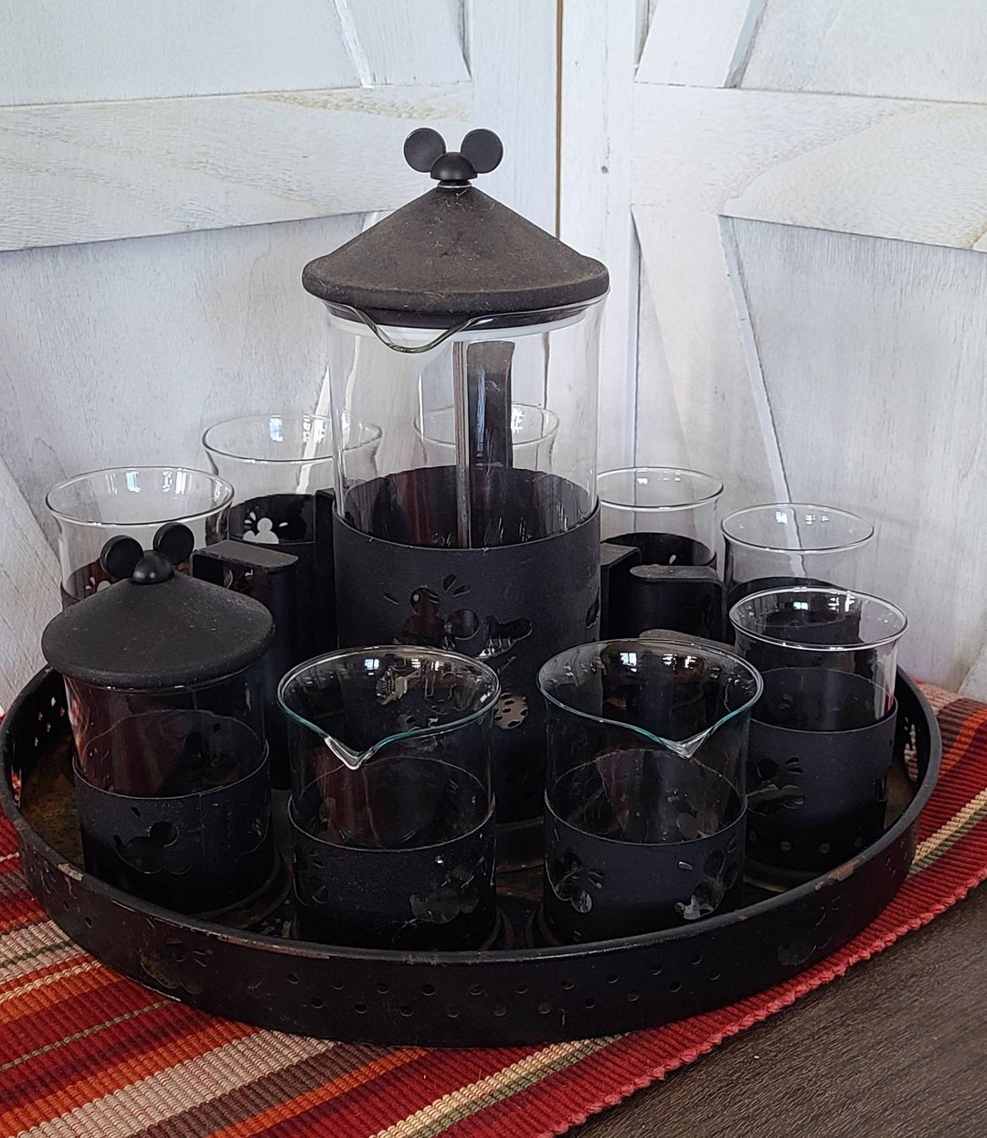 Vintage Walt Disney Mickey Mouse French Press Coffee Set - Etsy