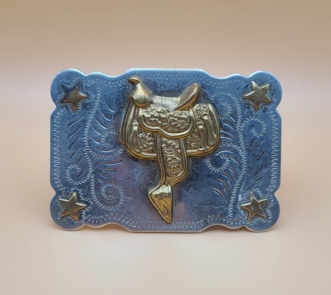 Vintage Brass Horse Saddle Belt Buckle. - Etsy