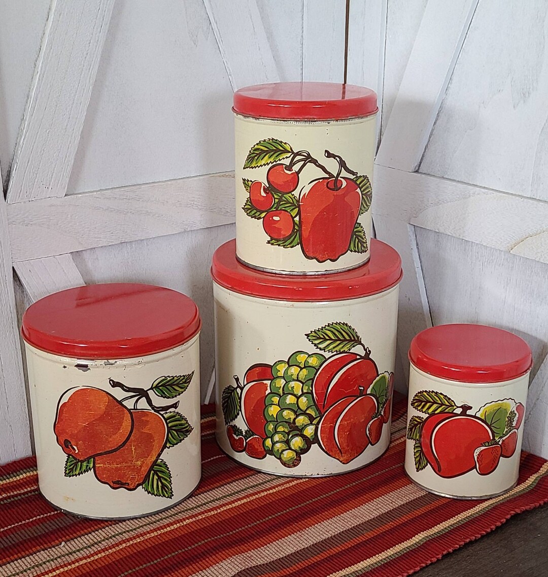 1970s Ballonoff 4 Piece Metal Kitchen Canister Set. - Etsy