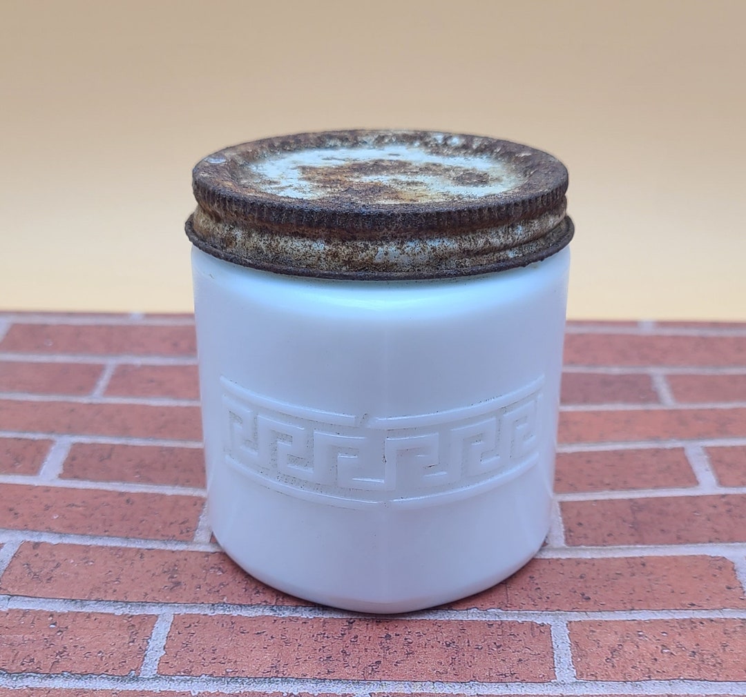 Vintage Milk Glass Jar With Metal Lid - Etsy