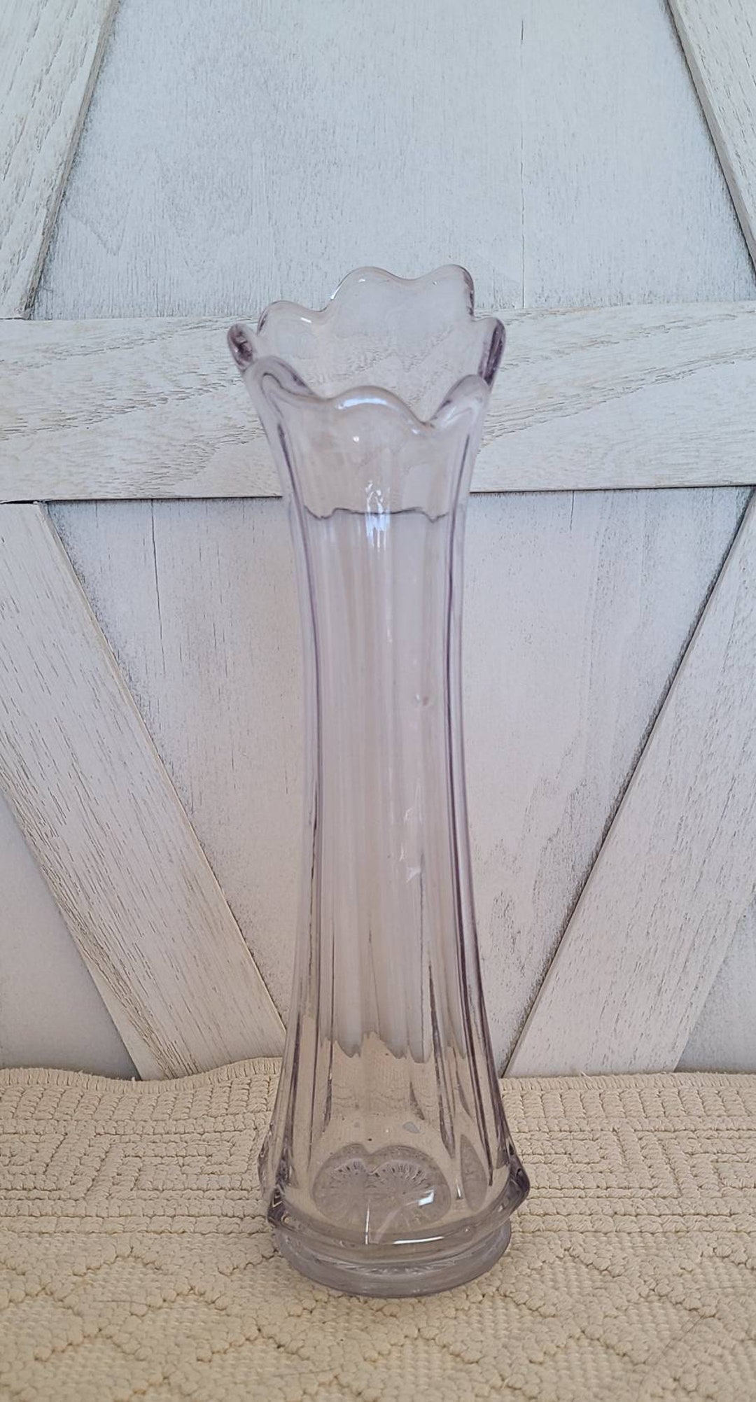 Vintage Fluted Glass Vase - Etsy