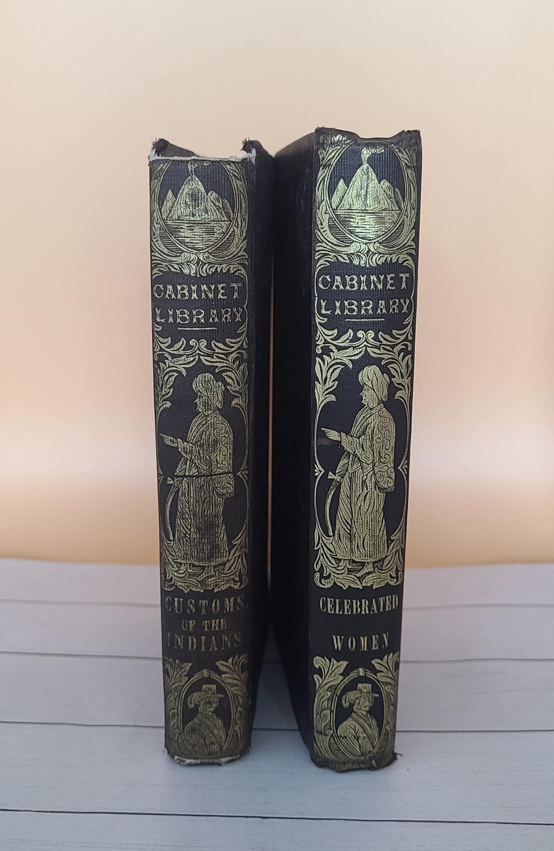 Set of 2 Cabinet Library Books, Celebrated Women and Customs of the ...