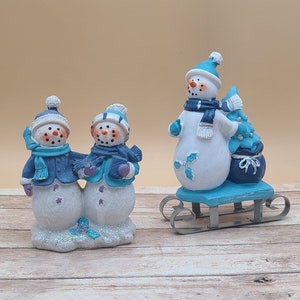 Set of 3 Snowman Figurines - Etsy