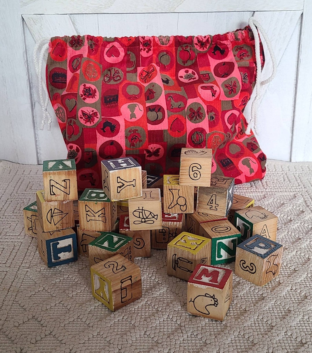 Vintage Wooden Alphabet Blocks - Etsy