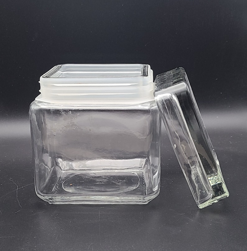 Vintage Square Glass Canister - Etsy