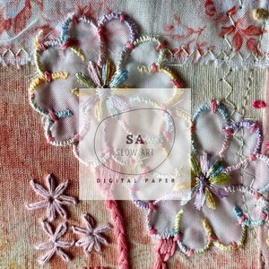 Hand Embroidered Collage Digital Kit, Journal Kit Printable, Baby Pink ...