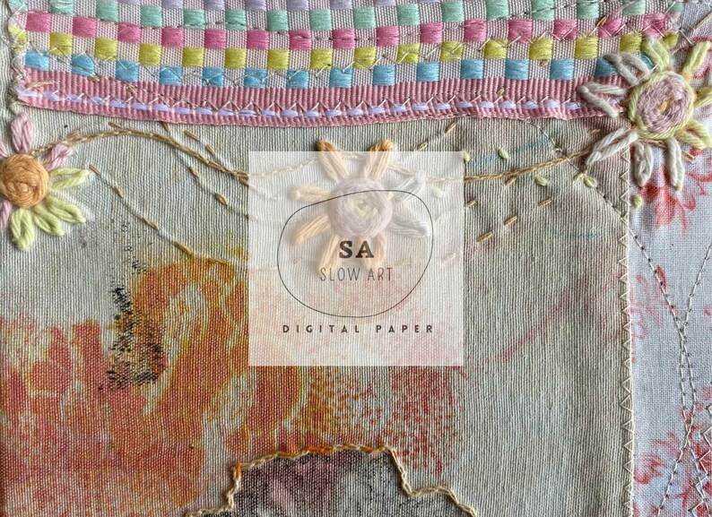 Hand Embroidered Collage Digital Kit, Journal Kit Printable, Baby Pink ...