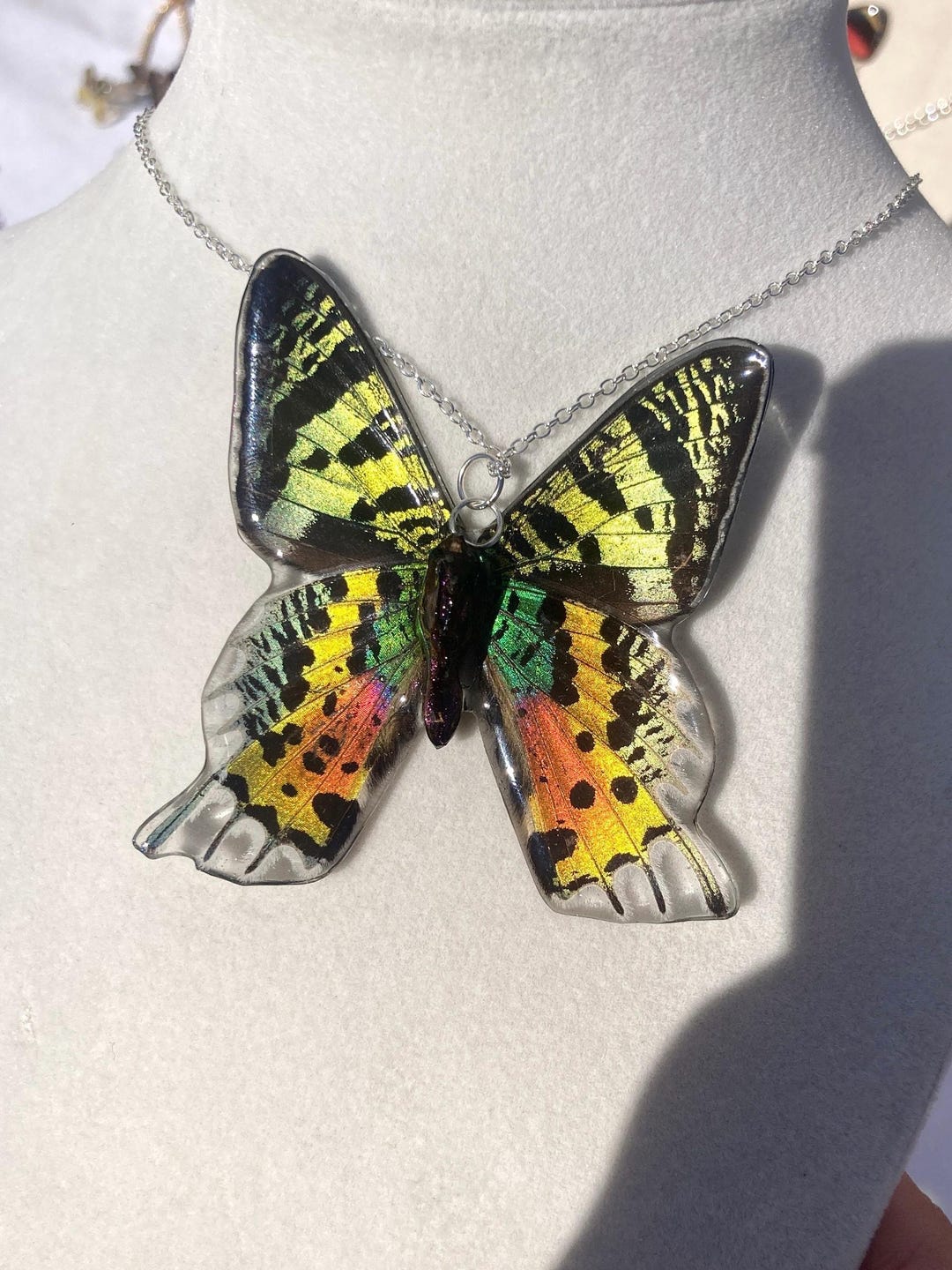 Real Madagascar Sunset Moth Resin Necklace - Handmade Jewelry - Etsy