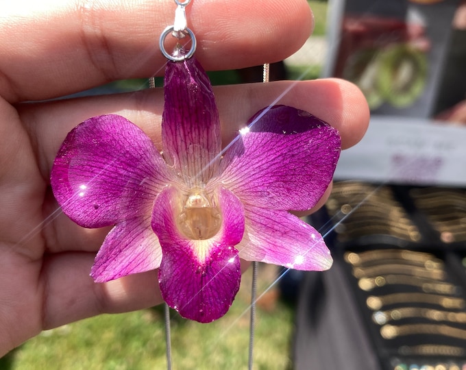 Real Orchid Dried Flower Earrings, Flower Epoxy Resin Earrings, Pressed ...