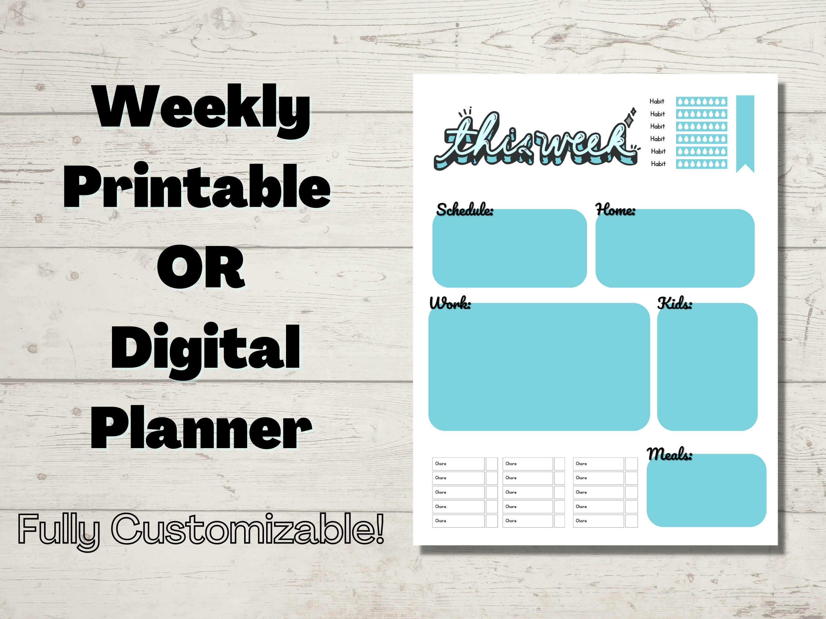 Weekly Planning Page - Printable or Digital Download - Etsy