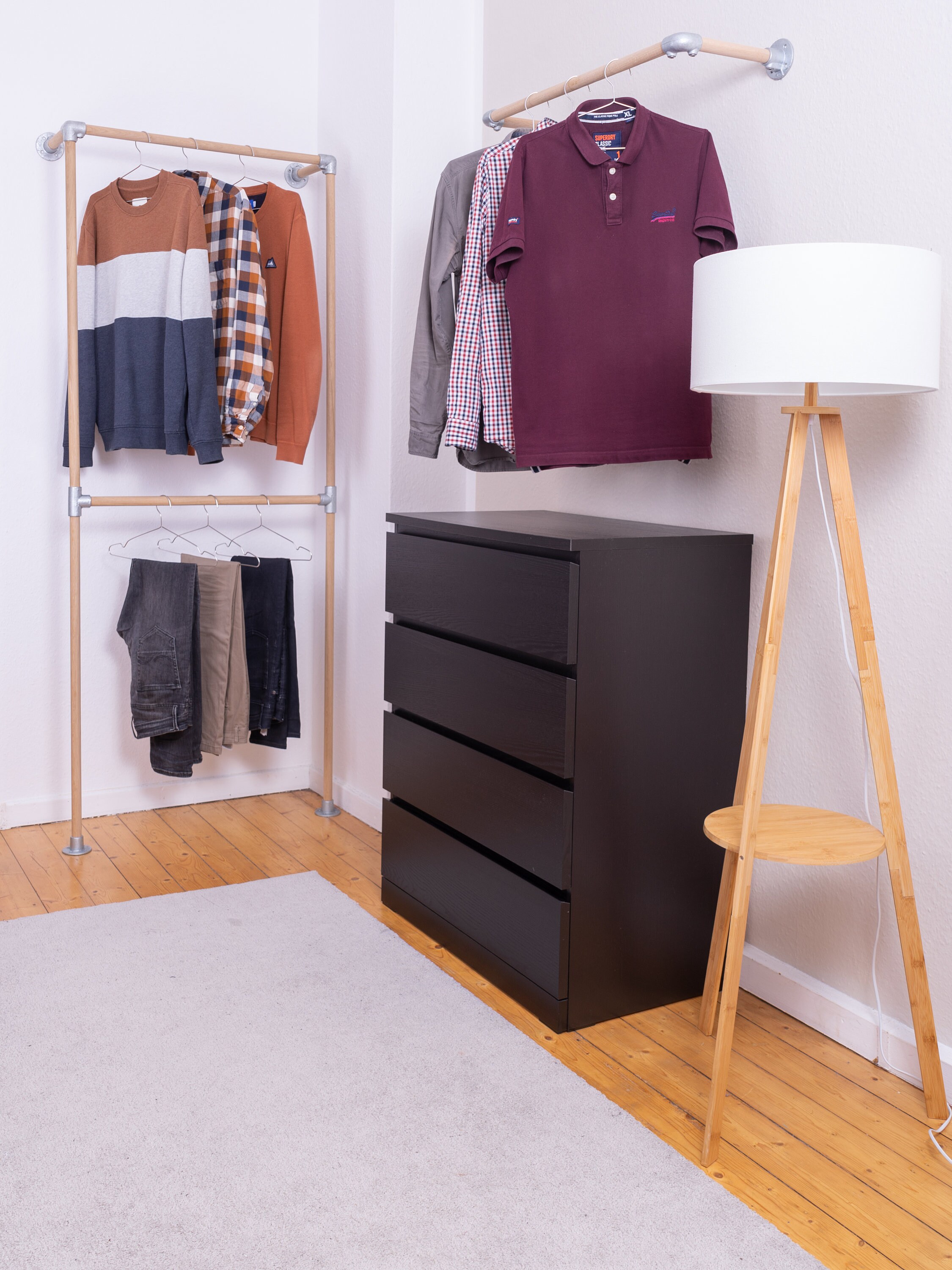Oak Clothes Rail for Wall Mounting in Scandinavian Design for the ...