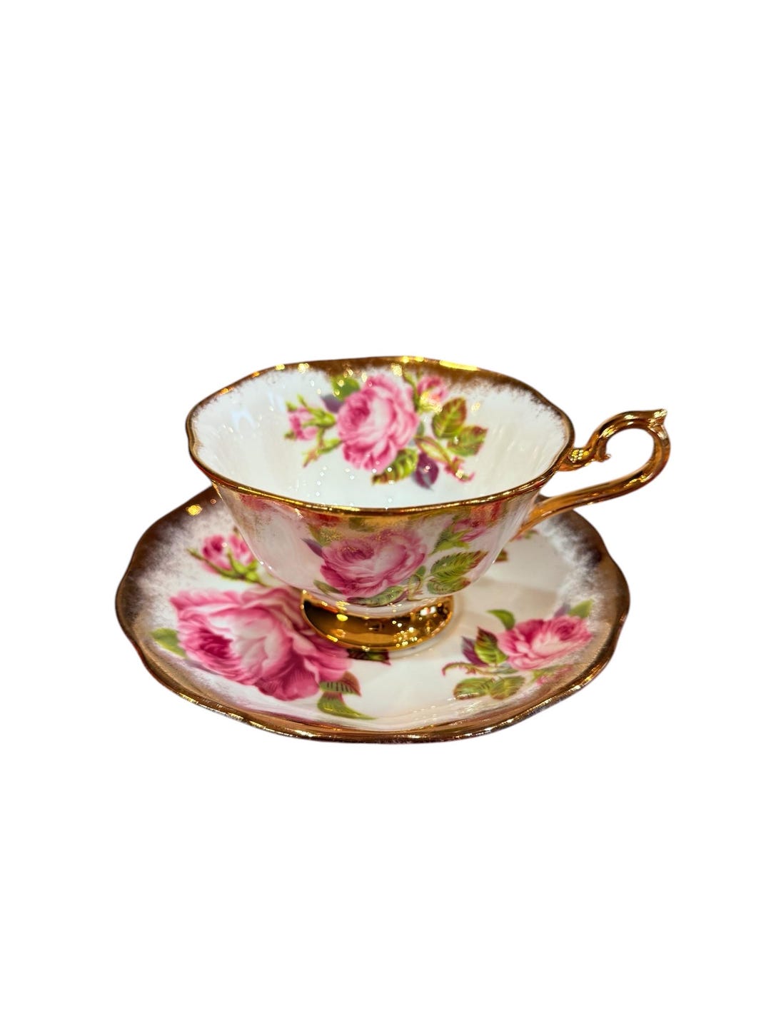 Royal Albert Avon Shape Tea Cup and Saucer With Large Pink Rose and ...
