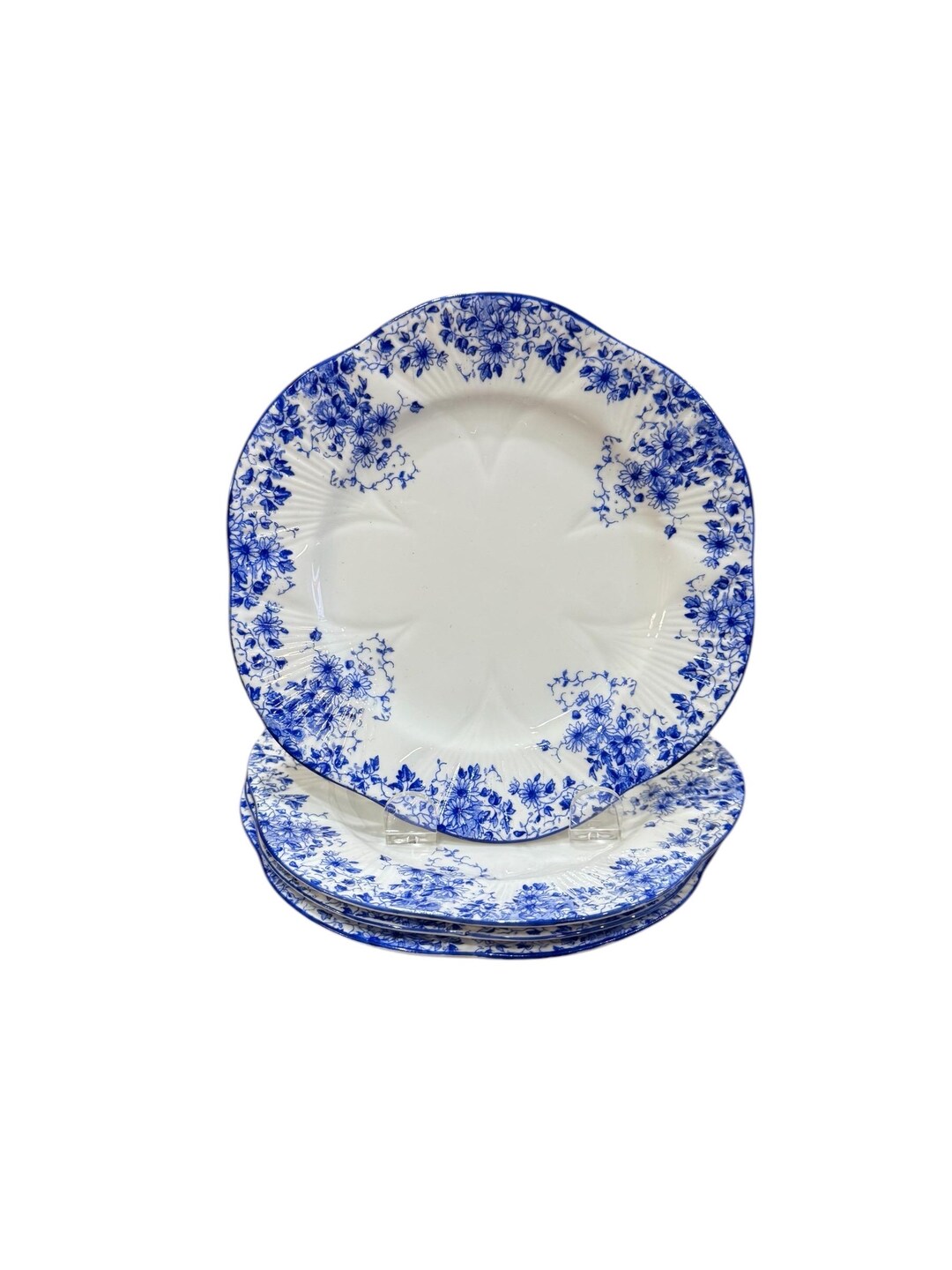 Shelley Dainty Blue Set of 4 Dessert Plates 7” Diameter Fine Bone China ...