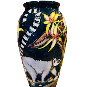 Rare Vintage Moorcroft Pottery Ring-tailed Lemur Vase 7 1/2 T by Asian ...