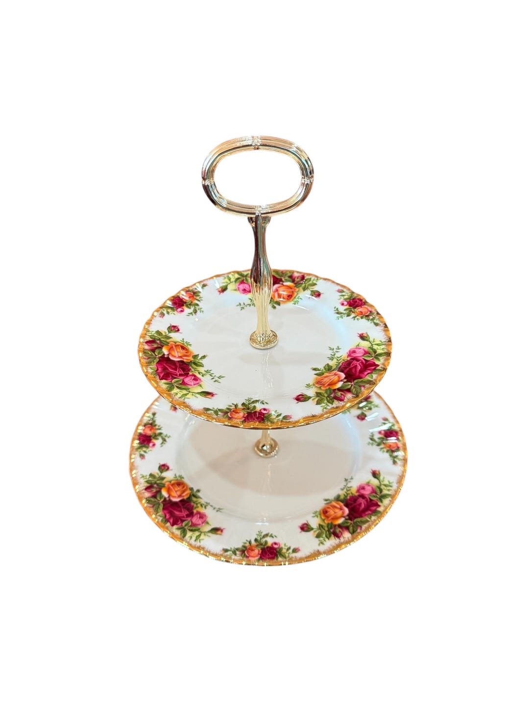 Royal Albert Old Country Rose Two Tiered Cake Stand Bone China England ...