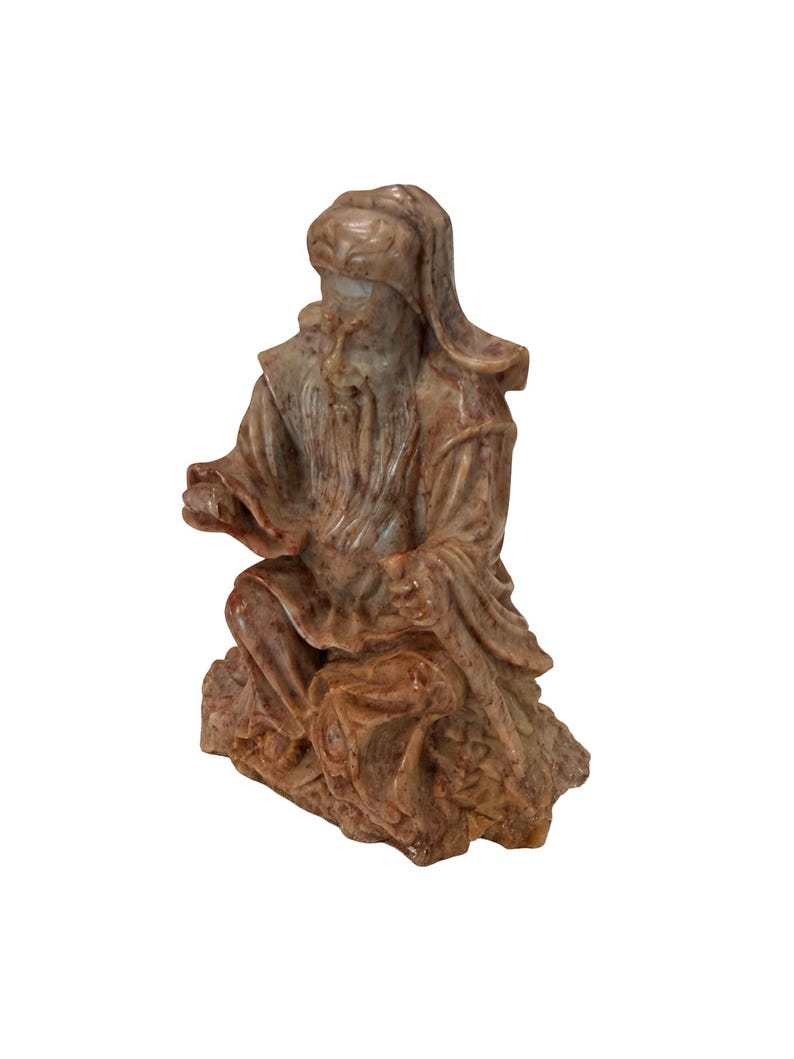 Antique Chinese Soap Stone Hand Carved Figurine 4” T Asian Man ...